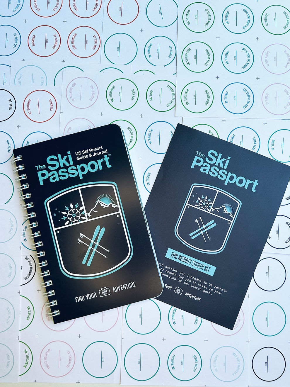 The Ski Passport Journal + Resort Sticker Set Bundle